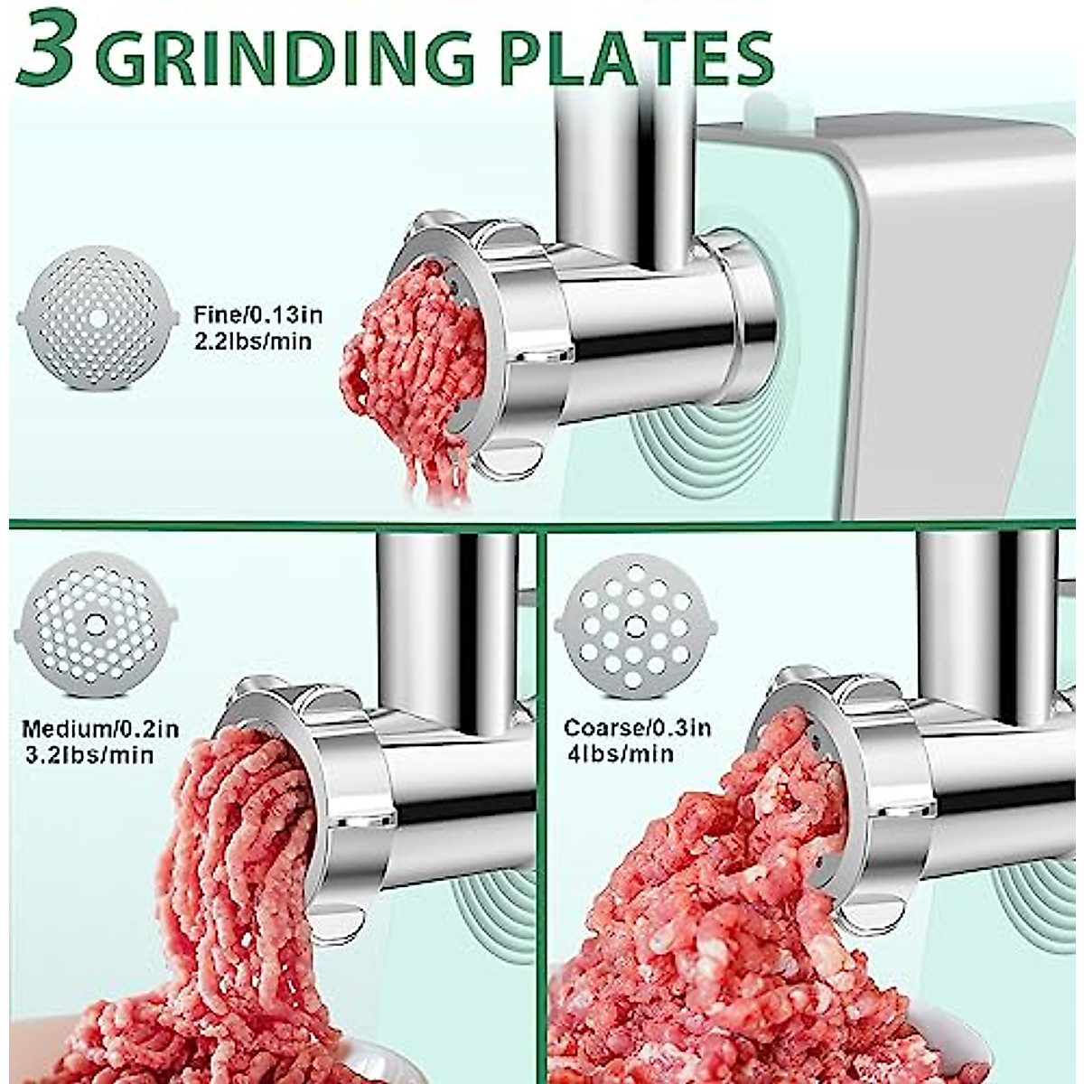 Naitesen 2800W Meat Grinder Electric Sausage Maker Food Grinder Machine with Burger Press Maker 3 Grinding Plates Stainless Steel Sausage Stuffer Tube for Kitchen Home Use