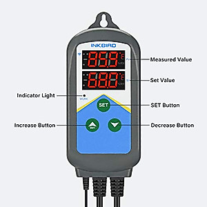 Inkbird Temperature Controller ITC-306T WiFi Heat Lamp Thermostat Reptile Temperature Controlled Outlet for Heat Mat Fermentation,1200W,10A.