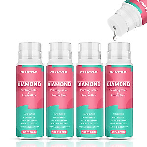 BLUEDP 4 Pcs Diamond Painting Sealer, 16.2 OZ, Clear, High Viscosity, Water Resistant, Shine Effect, Art & Craft, Adhesive