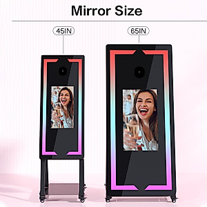 Magic Mirror Photo Booth 65in Built-in Capacitive Mini PC Downloadable Software/Instant Photo Printing(Only for DSLR Cameras)-OLYLO