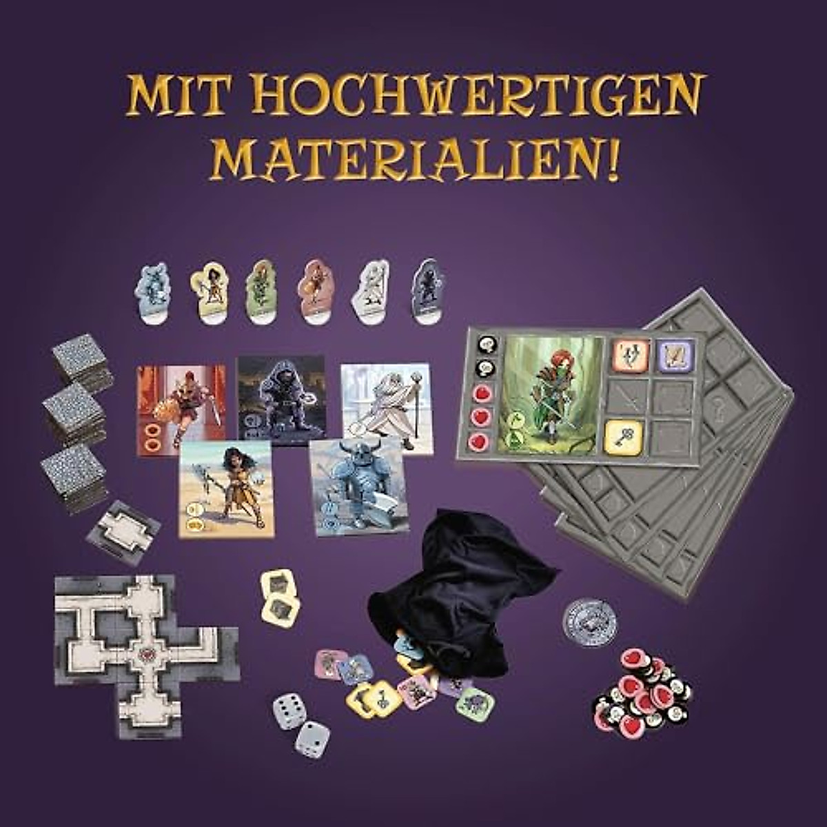 Karak | A Dungeon Crawler Game for Kids from Kosmos Games | Competitive Role-Playing Fantasy Game for 2 to 5 Players Ages 7+ | Dice-Rolling Mechanism | Ideal for Families | 2-Language, German/English