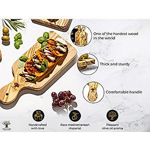 SOLTAKO Olive Small Cheese Boards, Set of 2 Small charcuterie Boards with Handle, Set of Mini charcuterie Boards, Cutting Boards for Kitchen, Butter Board Set, Handmade, 11.4"x4.9"