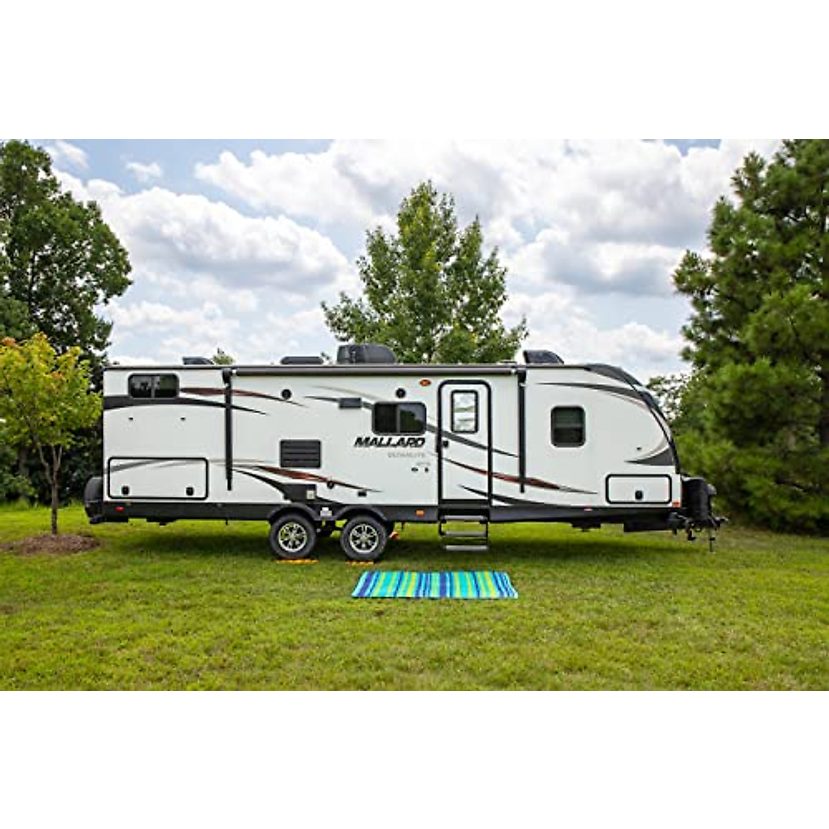 Camco Handy Mat with Strap, Perfect for Picnics, Beaches, RV and Outings, Weather-Proof and Weather Resistant (Green/Turquoise - 60" x 78") (42806)