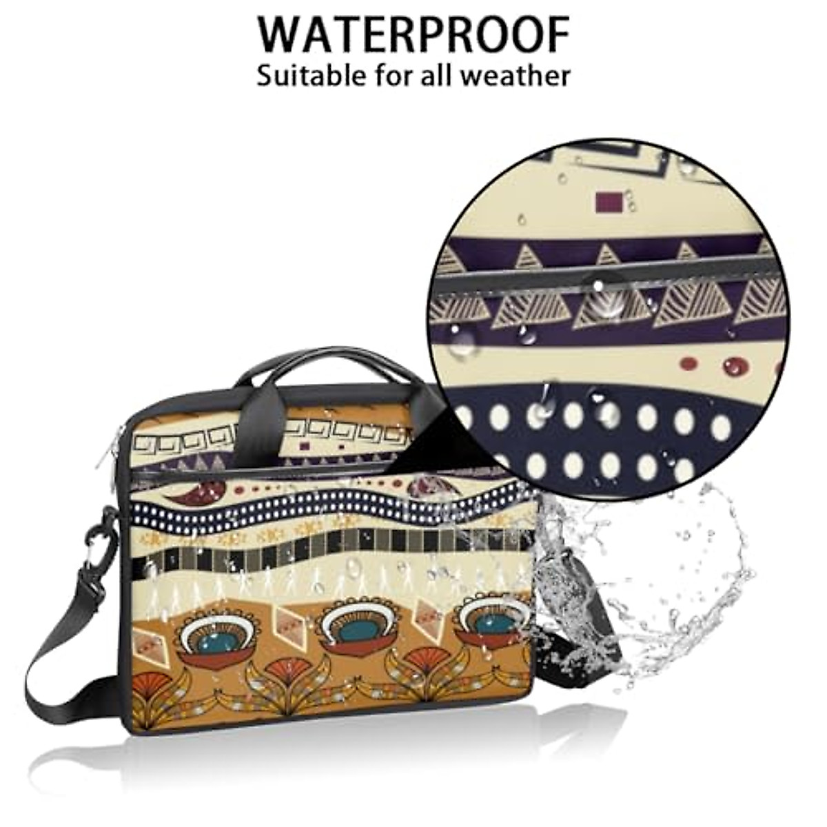 Ethnic Human Laptop Computer Bag Waterproof Shoulder Messenger Bag 13-15 inch Durable Laptop Tote Bag with Shoulder Strap Handle Lightweight Crossbody Briefcase