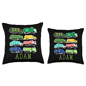 Waste Collector Dump Trash Recycling Lover Adam Trash Kids Collector Ecologist Garbage Truck Throw Pillow, 18x18, Multicolor