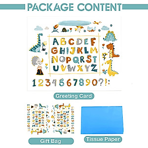 13" Large Dinosaur Baby Boy Gift Bag Baby Shower Birthday Gift Bag with Card and Tissue Papers