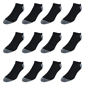 Hanes mens X-temp Lightweight No Show Socks, 12-pair Pack Casual Sock, Black, 6 12 US
