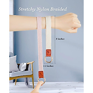 WEESMILE Key Chain, Stretchy Keychain Wristlet, Cute Wrist Lanyard Strap for Car Keys with D Ring for Women Men (Starlight)