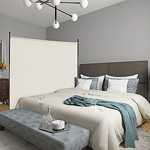 LDAILY 6FT Single Panel Rolling Room Divider, 73" Wide Partition Privacy Screen with Wheels, Freestanding Fabric Room Panel, Portable Wall Divider for Bedroom, Office, Hospital (White, 1-Panel)