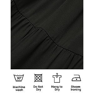 ZESICA Women's 2023 Casual Crew Neck Flutter Sleeve Smocked High Waist Hollow Out Lace Trim Tiered A Line Midi Dress,Black,Small