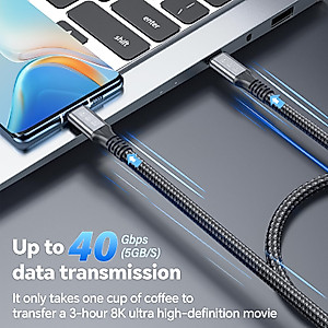 ZDD Thunderbolt 4 Cable 6FT, 240W Charging USB C to USB C Cable, Thunderbolt Certified Compatible with Type-C Power Charging MacBooks, iPad Pro, Hub, Docking, and More, Black