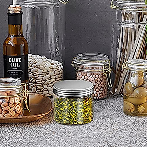 12 Pack Clear Plastic Jars Containers with Screw On Lids,Refillable Wide-Mouth Plastic Slime Storage Containers for Beauty Products,Kitchen & Household Storage - BPA Free (8.45 Ounce)