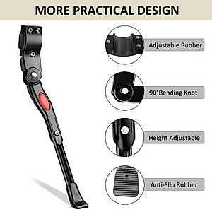 Universal Bicycle Stand Aluminium Alloy Side Stand Bicycle Stand Holder, Height Adjustable Bike Stand for 22 - 27 Inches, Rear Stand for E-Bike, City Bike, Road Bike, Mountain Bike, MTB BMX