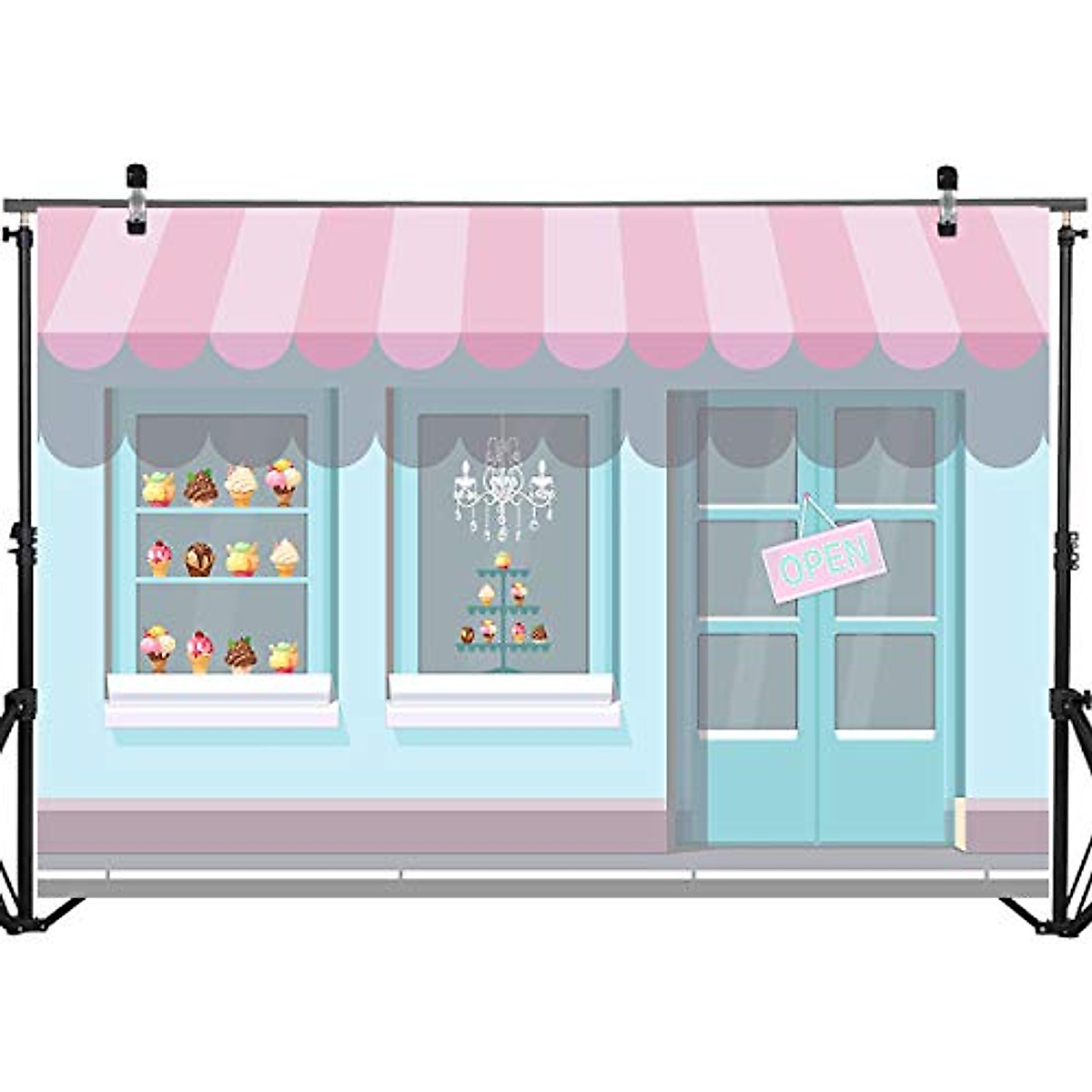 Mocsicka Ice Cream Parlor Backdrop 7x5ft Vinyl Ice Cream Theme Happy Birthday Party Photo Booth Backdrops 1st Birthday Candy Table Banner Photography Background