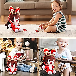 UTIEHD Genshin Impact Plush Baron Bunny 16IN, Plushie Stuffed Toy Doll, Rabbit Amber Cosplay Costume Plushy Props for Fans (Red)