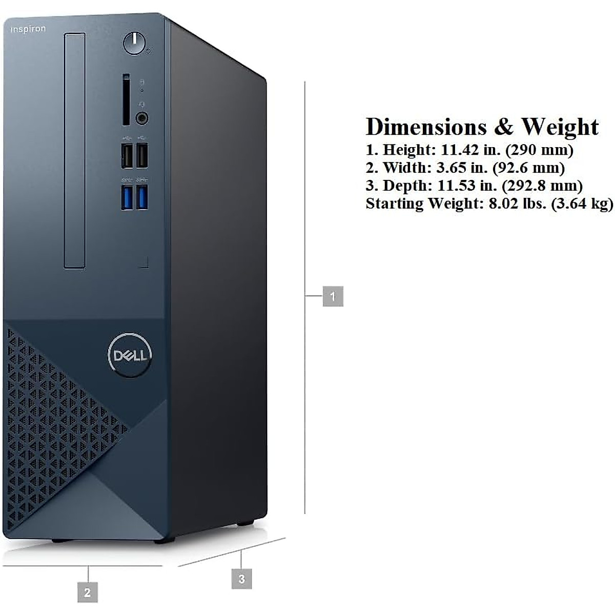 DELL Newest Inspiron 3020S Small Desktop, Intel Core i5-13400, 16GB DDR4 RAM,1TB SSD, Intel UHD 730 Graphics, Win 11 Pro, Bluetooth, WiFi, Mist Blue