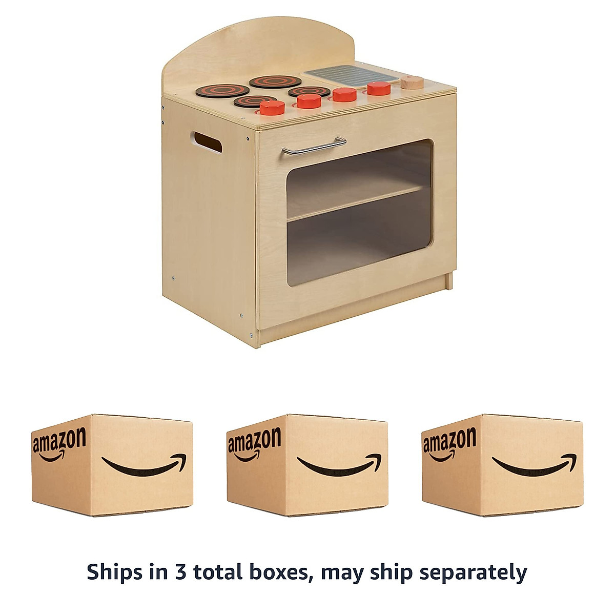 Flash Furniture Children's Wooden Toy Kitchen Set with Pretend Stove, Sink, and Refrigerator, 3-Piece Interactive Kids Playset for Educational Play