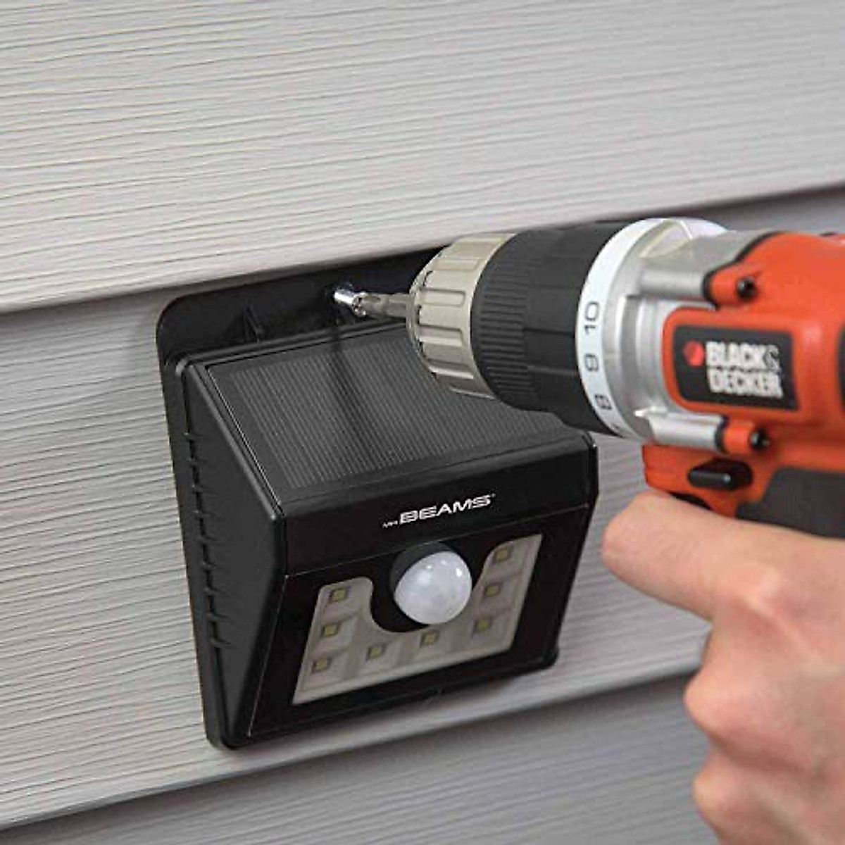 Beams Solar Wedge 8 LED 100 Lumen Outdoor Security Motion Sensor Wall Light, 4-Pack, Black