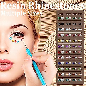 4320pcs Face Gems Eyes Jewels with Glue, Colorful Beads & Round Glass Crystal AB & Clear Rhinestones, White & Beige Pearls with Dotting Tools, Flatback Rhinestone Pearl Kits For Body Make-up, Nail Art
