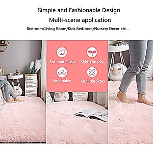 Soft Fluffy Furry Throw Rugs for Bedroom, Machine Washable Bedroom Rugs Cute Girls Room Decor, Non-Slip Throw Carpet Area Rug for Living Room, Nursery Decor,1.6x2.6Feet,Gray