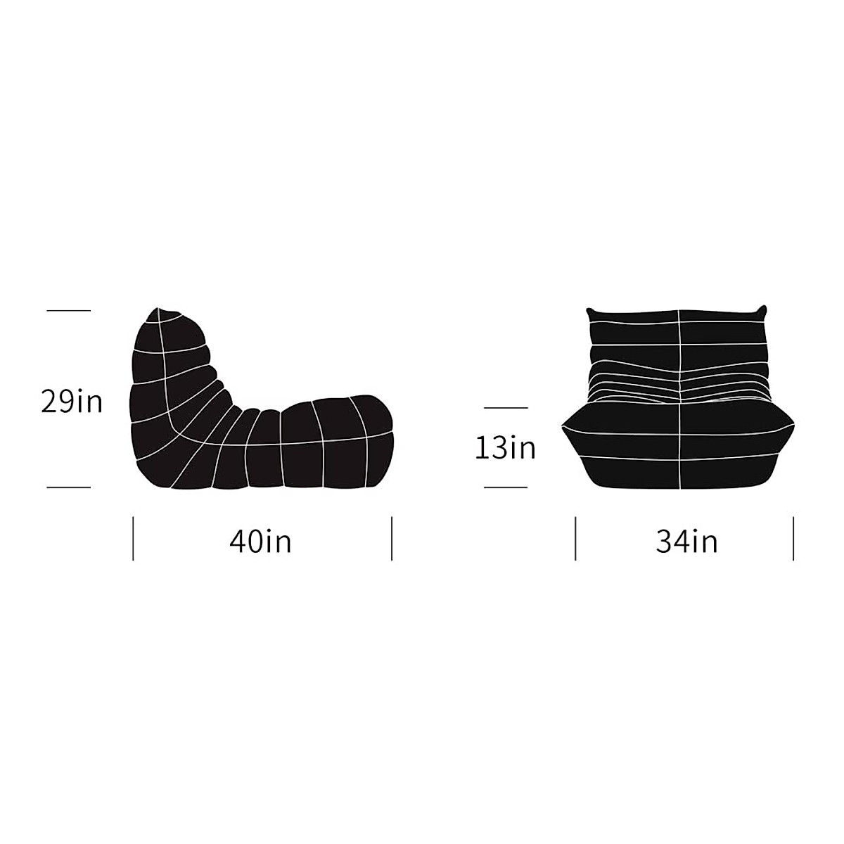 1inchome Fireside Chair, Soft Suede Lounge Chair Lazy Floor Sofa Accent Bean Bag Couch for Living Room Corner Chair Bedroom Salon Office