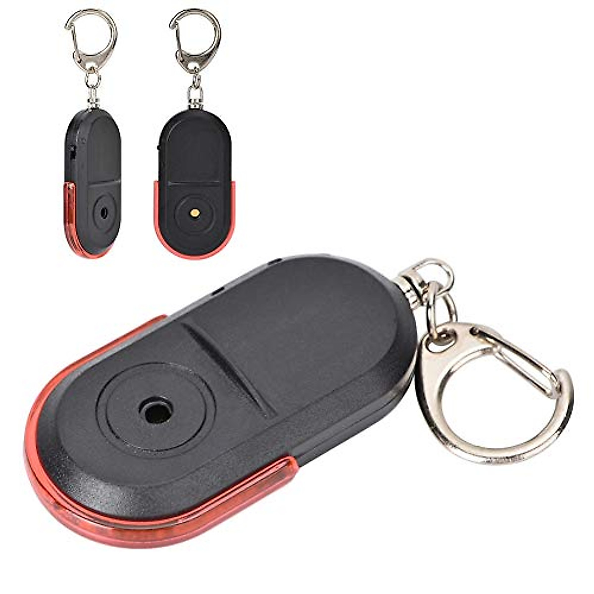 Whistle Key Finder, Wireless Anti Lost Alarm Key Finder Lost Sound LED Light with Battery Red Ey Keyring Locator Whistle (Red)