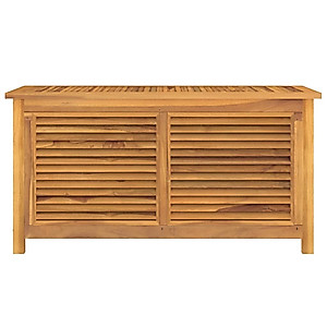 vidaXL Patio Storage Box with Bag, Solid Teak Wood 44.9"x19.7"x22.8", Rustic Charm, Ample Organizing Space, Versatile Use - Indoor and Outdoor Friendly.