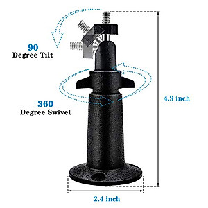 Adjustable Security Metal Wall Mount Indoor/Outdoor Aluminium Alloy Camera Mount for Arlo, Arlo Pro, Arlo Pro 2, Arlo Pro 3, Arlo Ultra Surveillance Camera (4 Pack, Black)