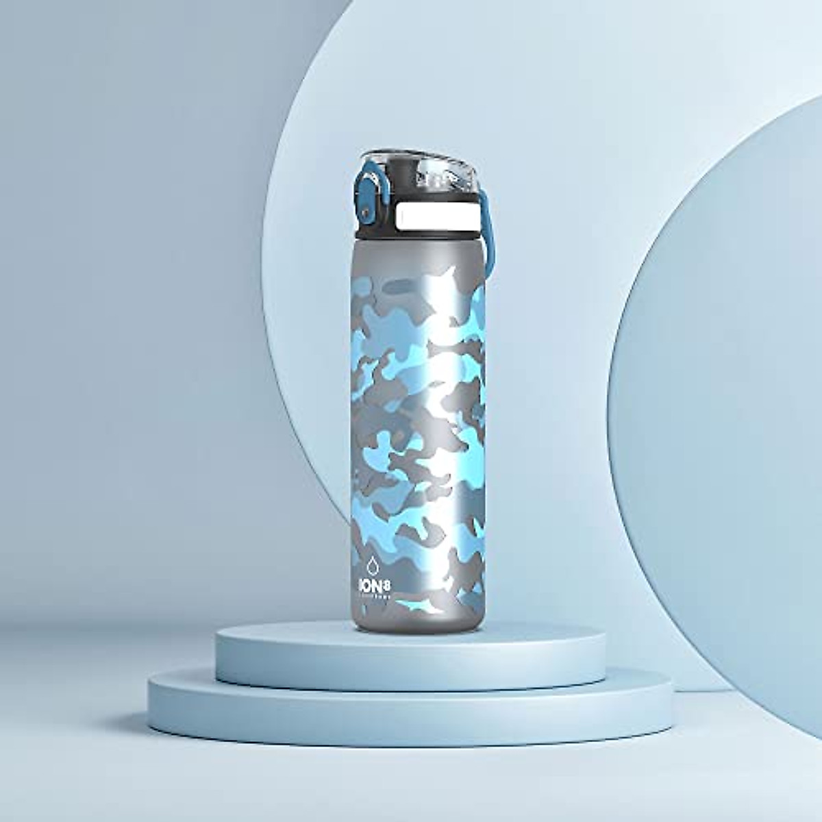 Ion8 Leak Proof Slim Water Bottle, BPA Free, Blue Camo, 600ml