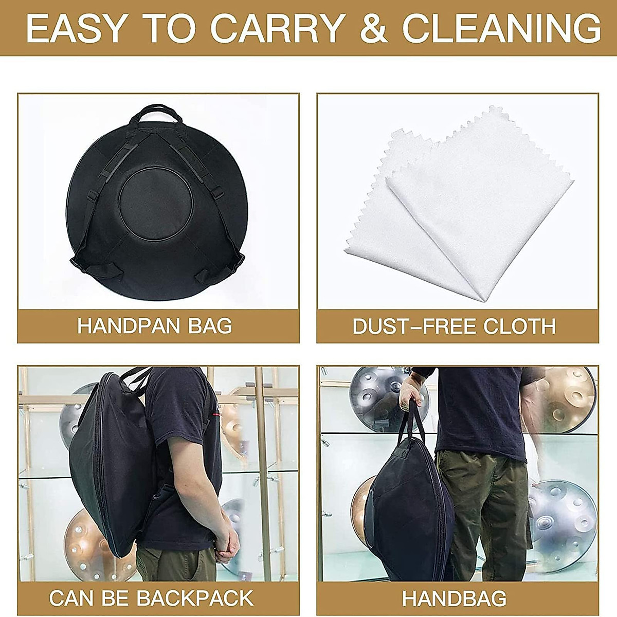 MFYDPP Steel Tongue Drum, 9 Notes 22 Inch Steel Tongue Drum with Handpan Stand, Handpan Case, Durable Mallets and Dust-Free Cloth(Color:a)