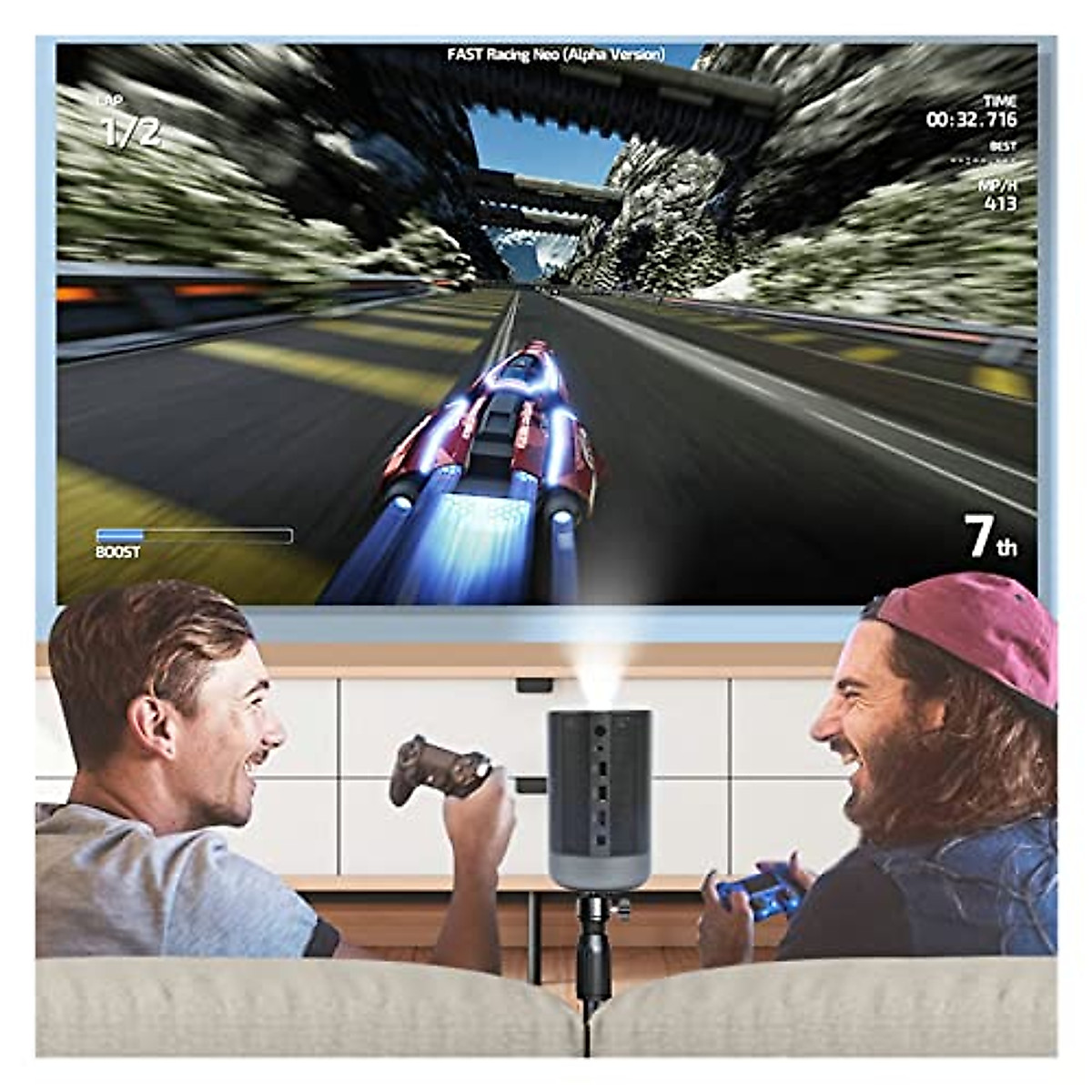 Upgraded Portable Android 7.1 Full HD 1080P 3D Home Theater Projector,1920x1080p WiFi LED Video Game Proyector Beamer ( Color : 2pcs 3D Glasses )