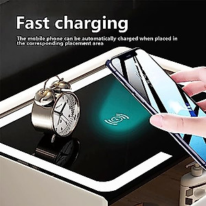 BKEKM Nightstands Smart Nightstand Wireless Charging Station End Table 2 USB Ports Bedside Table 3 Colors Adjustable LED Bedside Cabinet Well Made