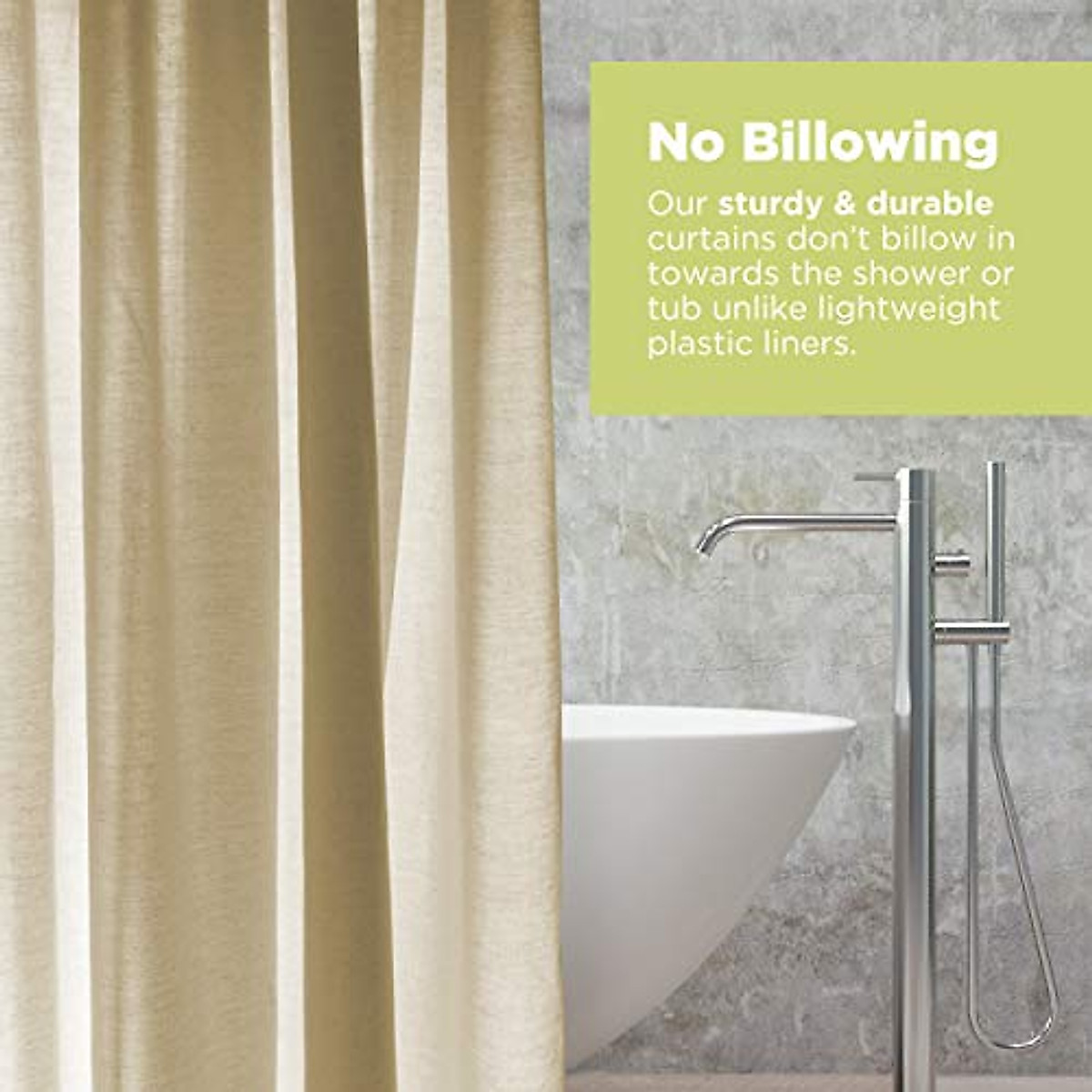 Bean Products Cotton Shower Curtain (Natural), [70" x 74"] | All Natural Materials - Made in USA | Works with Tub, Bath and Stall Showers