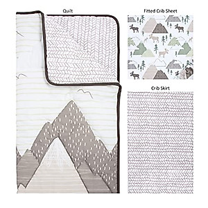 Trend Lab Mountain Baby 3 Piece Crib Bedding Set, Includes Nursery Quilt, Fitted Crib Sheet and Crib Skirt