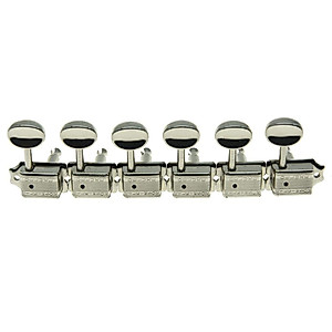 Wilkinson Deluxe 6 Inline Vintage Guitar Tuners with Split Post Guitar Tuning Keys Peg Machine Heads for Strat/Tele Guitars Nickel