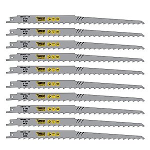 10 x SabreCut SCRS1617K_10 12" (300mm) 3 TPI S1617K Very Fast Wood Cutting Reciprocating Sabre Saw Blades Compatible with Bosch Dewalt Makita and Many Others