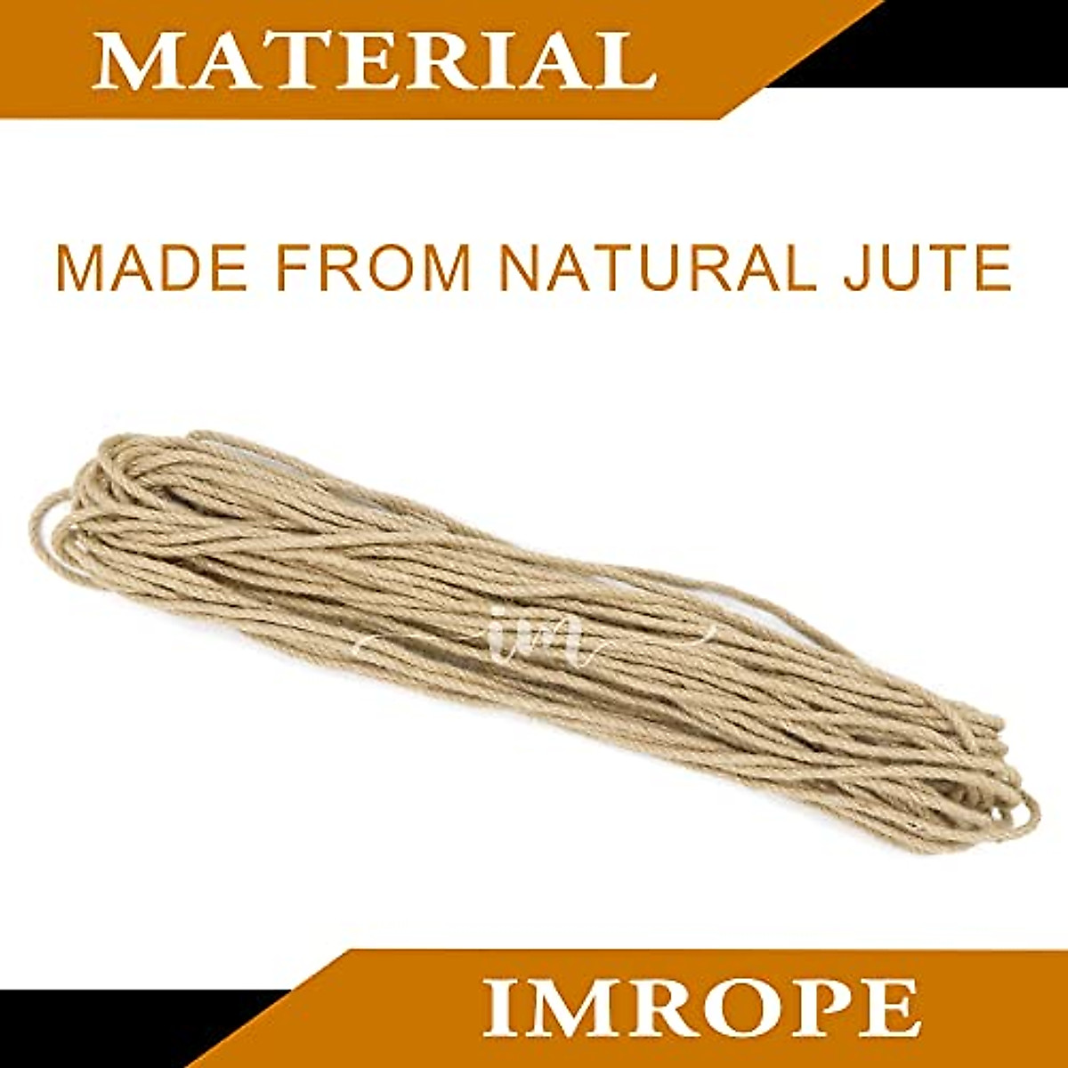 Jute Rope 1/4 Inch 100 ft 6mm Thick Natural Clothesline Garden Twine Rope, 4 Strands Heavy Duty & Strong Decorative String for Crafts, Hanging Plants, Packing & Bundling by IMROPE