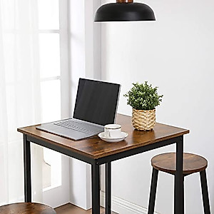 VASAGLE Bar Table, Small Kitchen Dining Table, High Top Pub Table, Height Cocktail Table for Living Room Party, Sturdy Metal Frame, 23.6 x 23.6 x 36.2 Inches for Narrow Spaces, Rustic Brown and Black