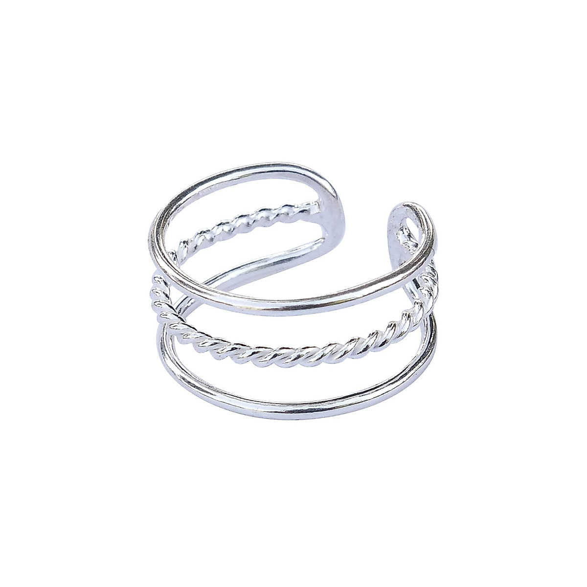 Handmade Silver Triple Band Adjustable Toe Ring, 925 Sterling Silver, Classic 3 Row Dainty Open Toe, Pinky or Knuckle Rings for Women, By MiYa Jewelry Creations