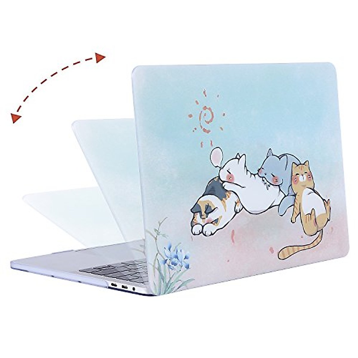 MOSISO Compatible with MacBook Pro 13 inch Case M2 2023, 2022, 2021-2016 A2338 M1 A2251 A2289 A2159 A1989 A1708 A1706, Plastic Pattern Hard Shell Case&Keyboard Cover&Screen Protector, Cute Cat