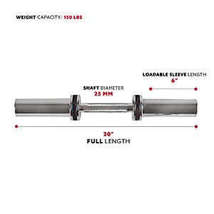 Sunny Health & Fitness OB-20 20" Olympic Single Dumbbell Handlebar with Ring Collars Medium