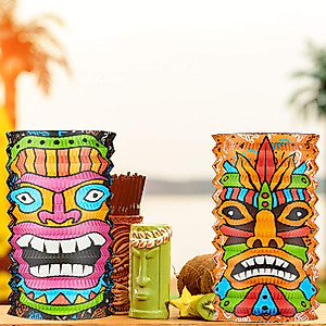 Hawaii Party Decorations Paper Lanterns Luau Tropical Hanging Supplies Lanterns for Birthday Outdoor Party Baby Shower Home Decoration (12 Pieces,10 x 6.1 Inch)