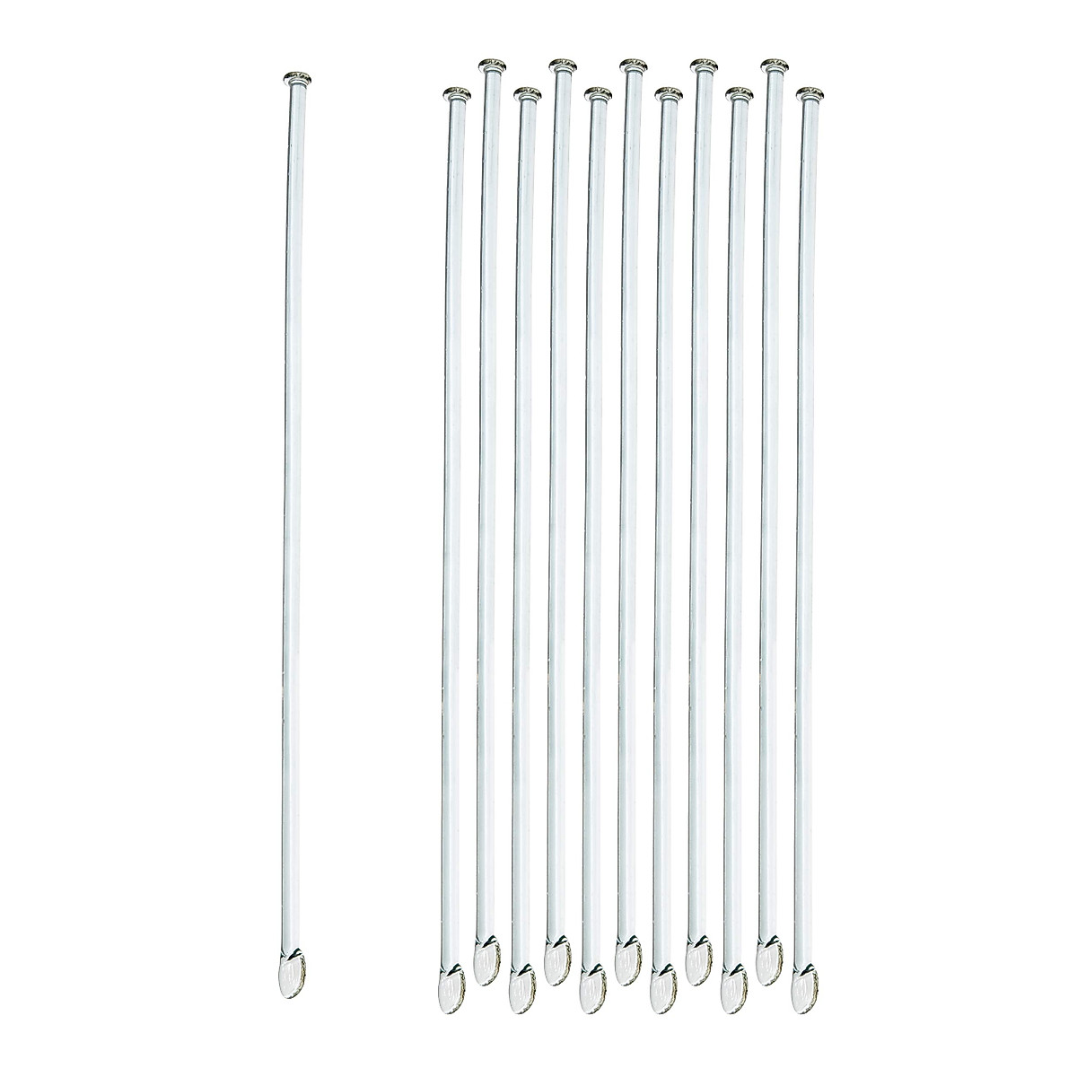 EISCO 10PK Glass Stirring Rods, 7.9" - Spade & Button Ends, 6mm Diameter - Excellent for Laboratory or Home Use - Borosilicate 3.3 Glass