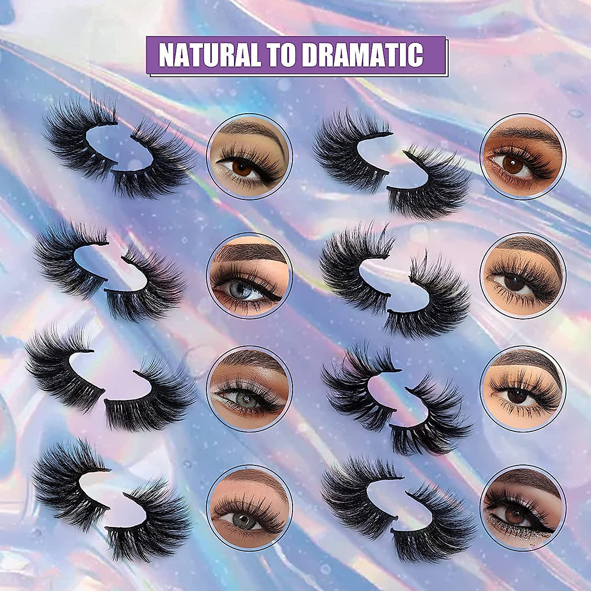 Mink Lashes Faux False Eyelashes Dramatic Natural Look 8 Styles Fake Eyelashes Pack 18-22MM Thick Crossed Fluffy Volume Reusable Eyelashes 3D Multi-layered Cat Eye&Round Shape by Boahankuke