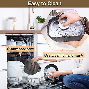 BYKITCHEN Silicone Air Fryer Liners for Ninja SL401/DZ201/DZ401/DZ550 Double Stack 2 Basket Air Fryer, Rectangle Perforated Dual Air Fryer Silicone Liners, Ninja DoubleStack XL Air Fryer Accessories