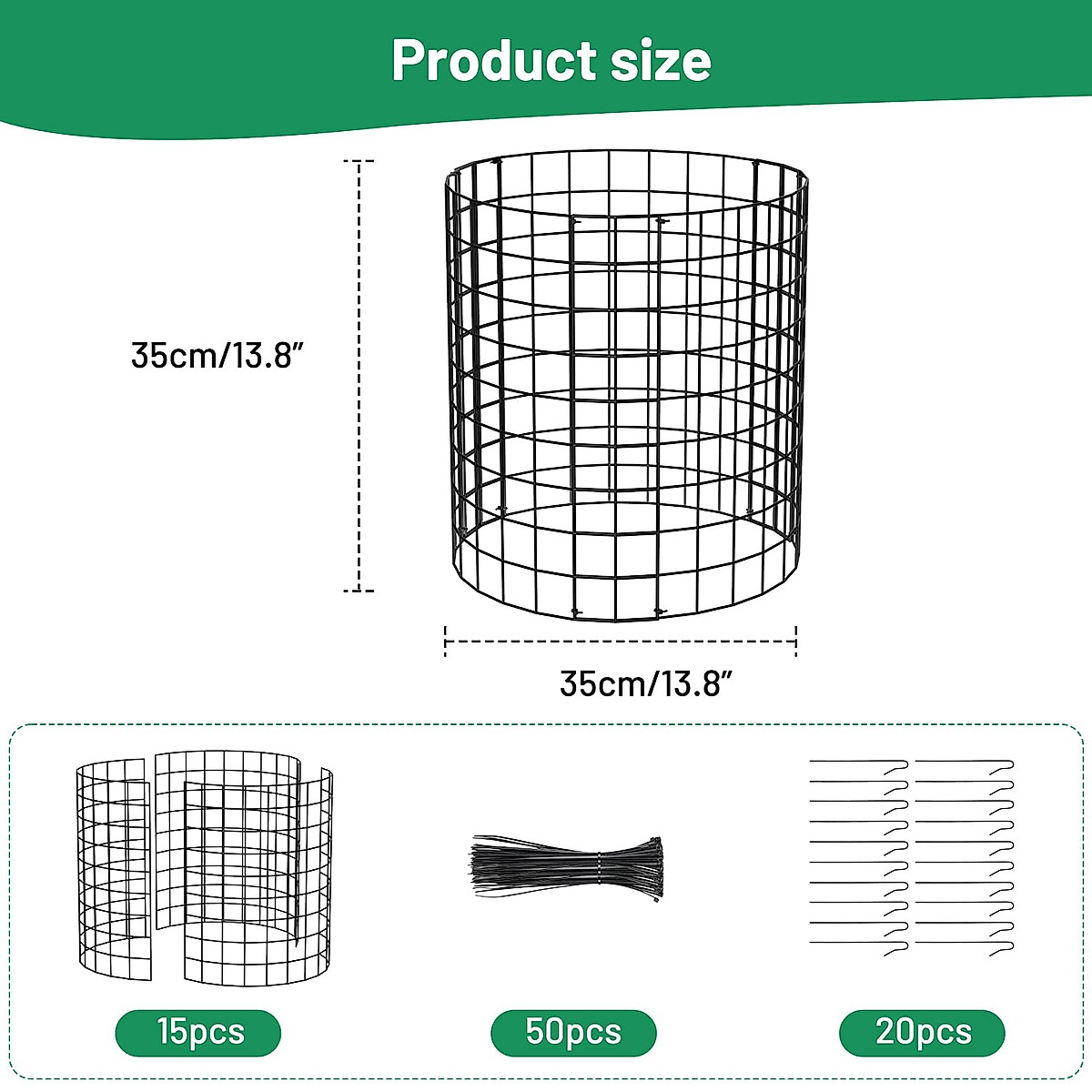 Keten 5 Pack Plant Protector from Animals, 15pcs Metal Mesh to Keep Animals Out, 13.7'' Dia x 13.7'' H Plant Cages, Garden Protection Bunny Barricades from Chicken Squirrels for Flowers & Vegetables