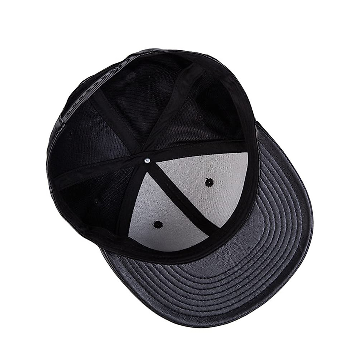 CNUSER Snapback Hats for Men Women,Fashion Baseball Cap,Hip Hop Flat Bill Brim Adjustable Dad Hats (Pu Leather Black)