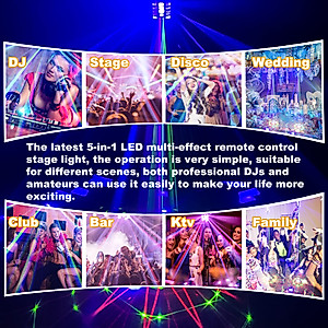 5 in 1 Disco Light DJ Light with Butterfly Beam Wash Pattern Strobe and 3535 LED Effect, Remote and DMX Control for Stage Wedding Bar Karawa Church Disco Show Party Lights...