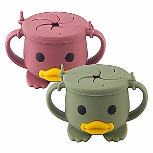 nohlerlife Silicone Snack Cups for Toddlers 2Pack| Spill Proof Food Containers| Baby Snack Catcher| Food Grade Silicone BPA Free, Dishwasher Safe