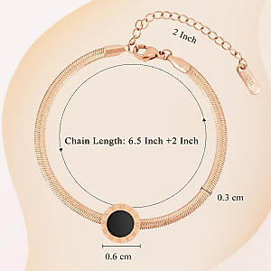 Yowivon Rose Gold Bracelets for Women Roman Numeral Bangle Bracelet Italy Chunky Chain Stainless Steel Non-Tarnish Dainty Bracelet Birthday Gifts for Women